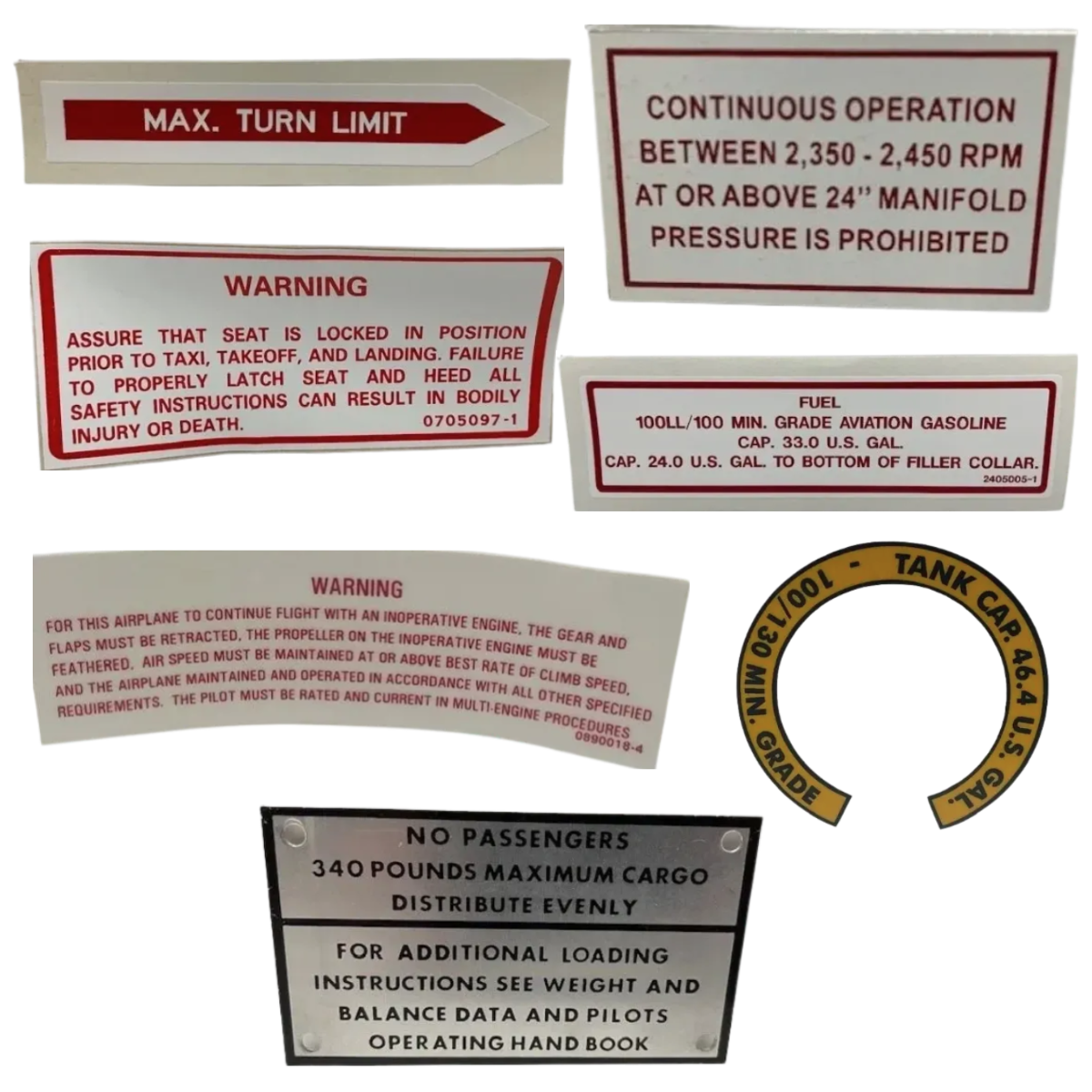 Placards & Decals – AeroHP Aircraft Parts & Pilot Supplies